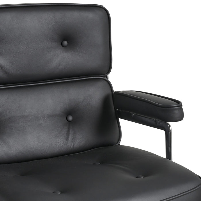Eames Office Work Chair Black Genuine Leather Replica – Glicks Furniture